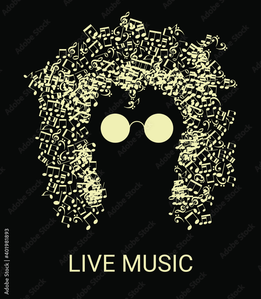 human face is made up of musical notes. concept of music. Vector ...