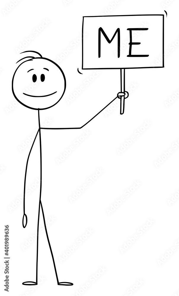 Vector cartoon stick figure illustration of smiling positive man or ...