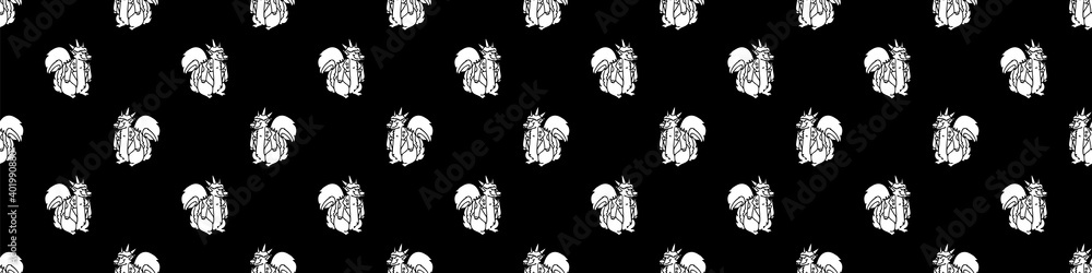 Punk rock skunk monochrome vector seamless border. Simple alternative ...