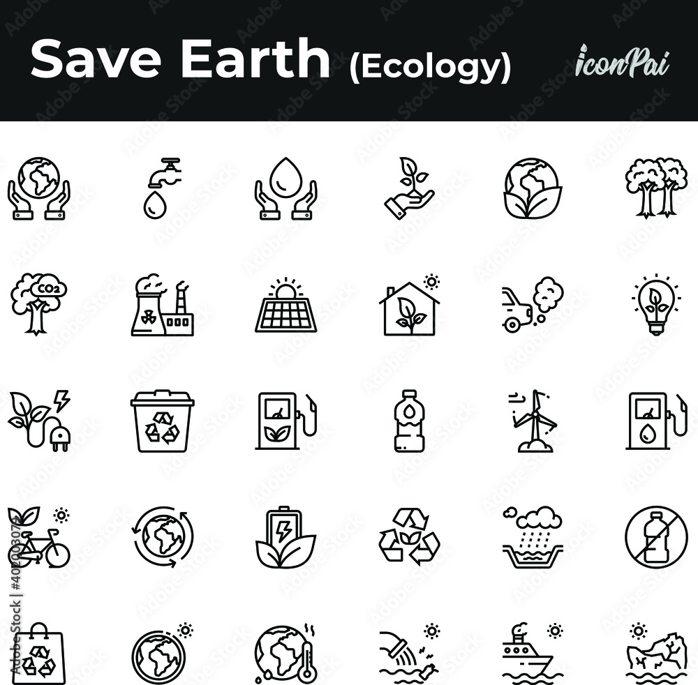 Save earth ecology environment icon set Stock Vector | Adobe Stock