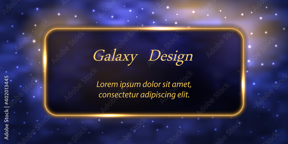 Celestial galaxy banner or poster design. Blue night sky background ...