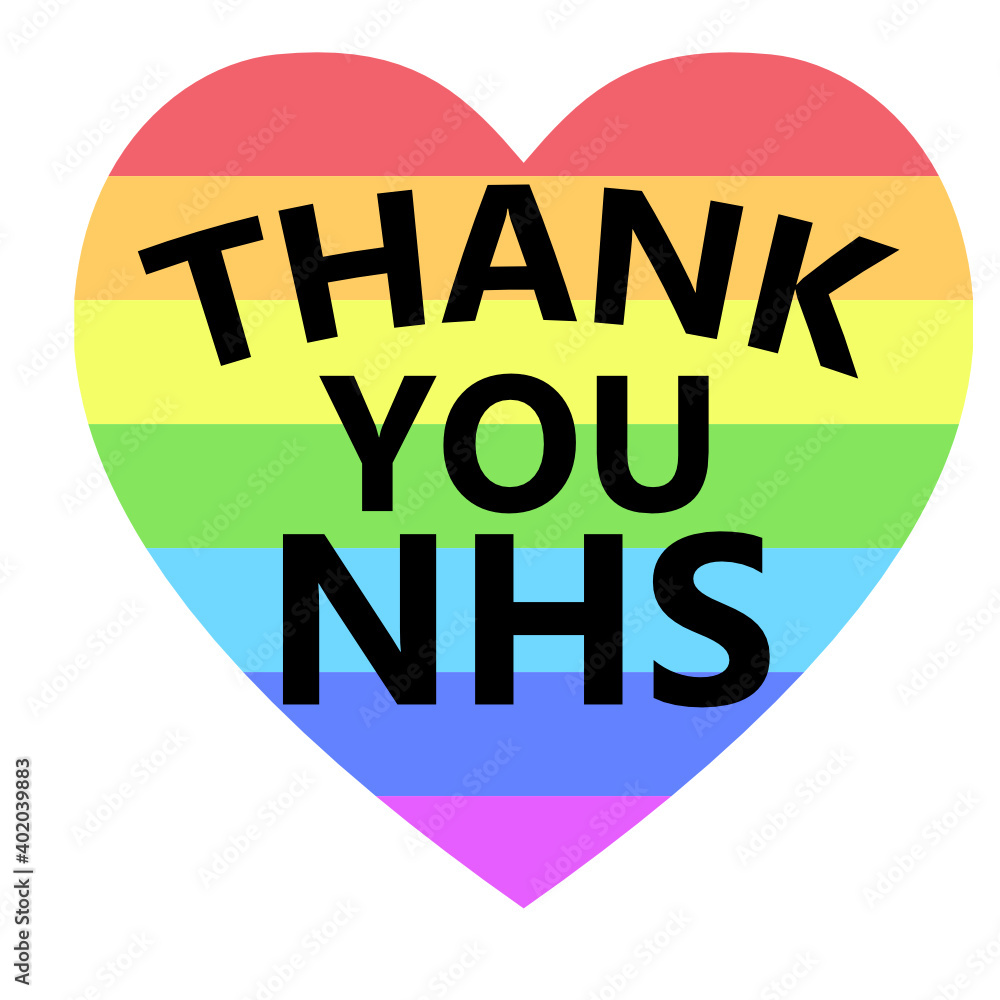 Thank NHS. National health service. Handwritten lettering. Isolated on ...