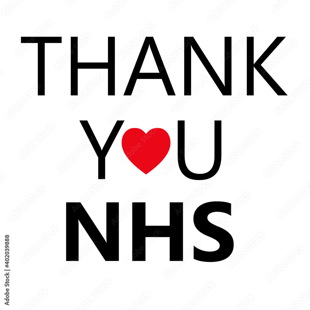 Thank NHS. National health service. Handwritten lettering. Isolated on ...