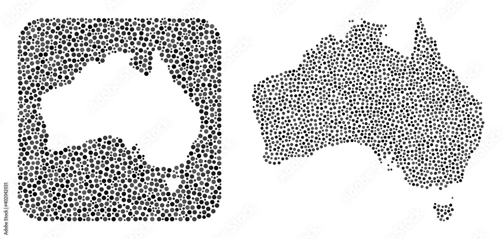 Map of Australia mosaic created with circle dots and carved shape ...