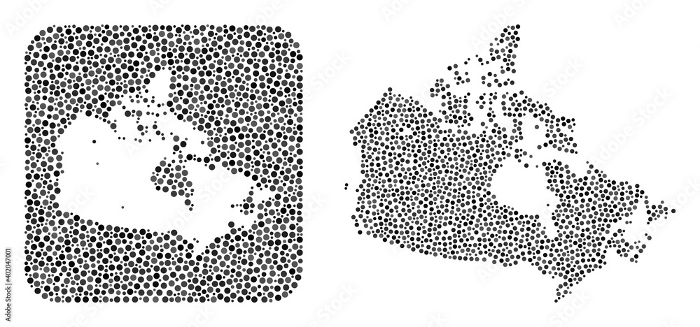 Map of Canada collage designed with circle dots and hole. Vector map of ...