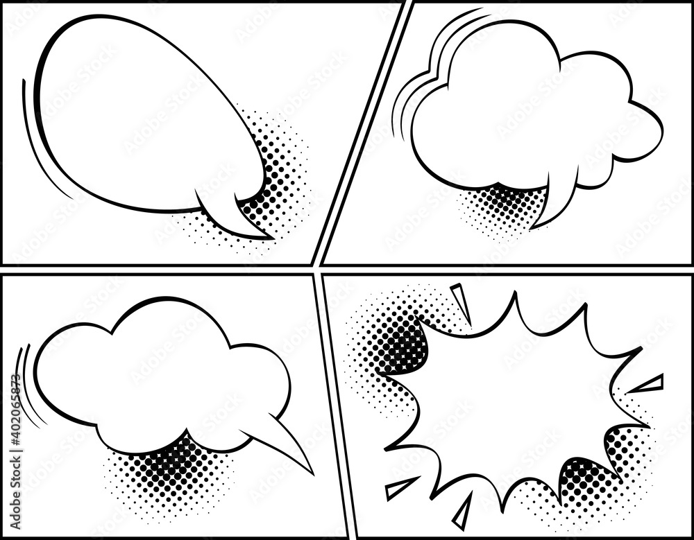 Comic speech bubbles and comic strip . Vector Retro Comic Book Speech ...