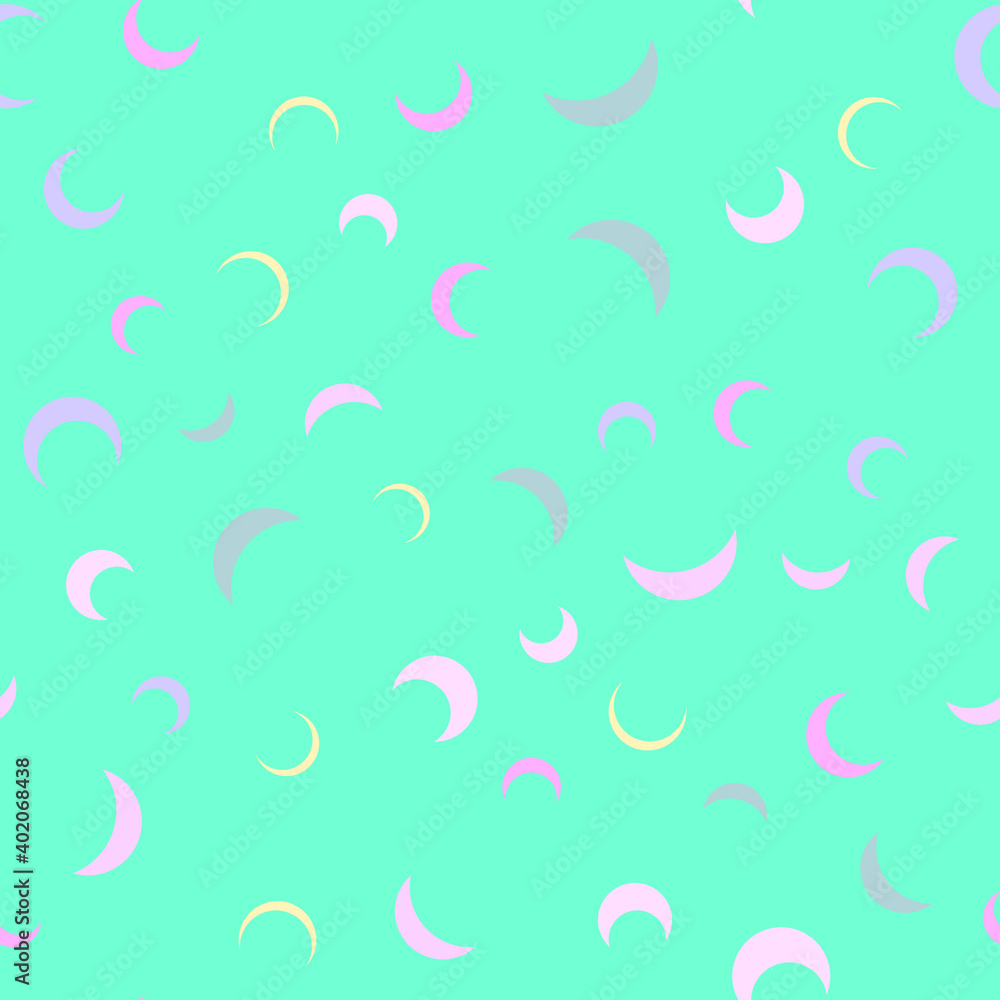 Seamless pattern with half moon, crescents on pastel color background ...