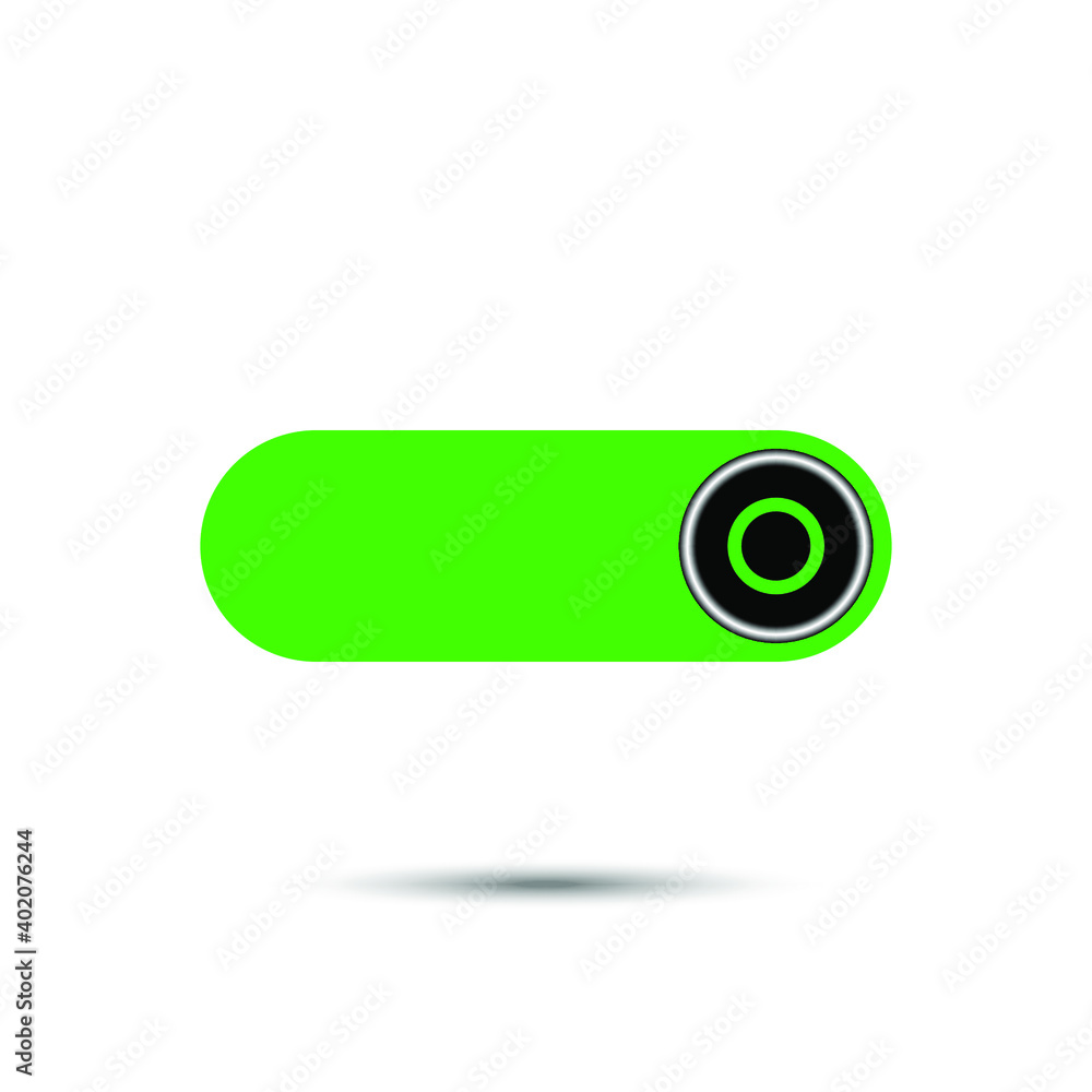 On Off switch slider style power buttons with green button background ...