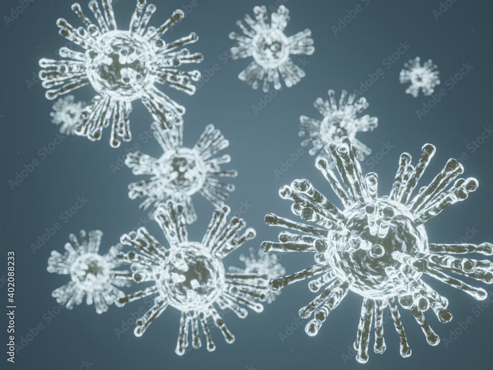 Image of Flu COVID-19 virus-cell under the microscope on the blood ...