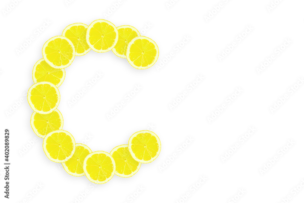 Lemon is a natural source of vitamin c . Alphabet letter C made from ...