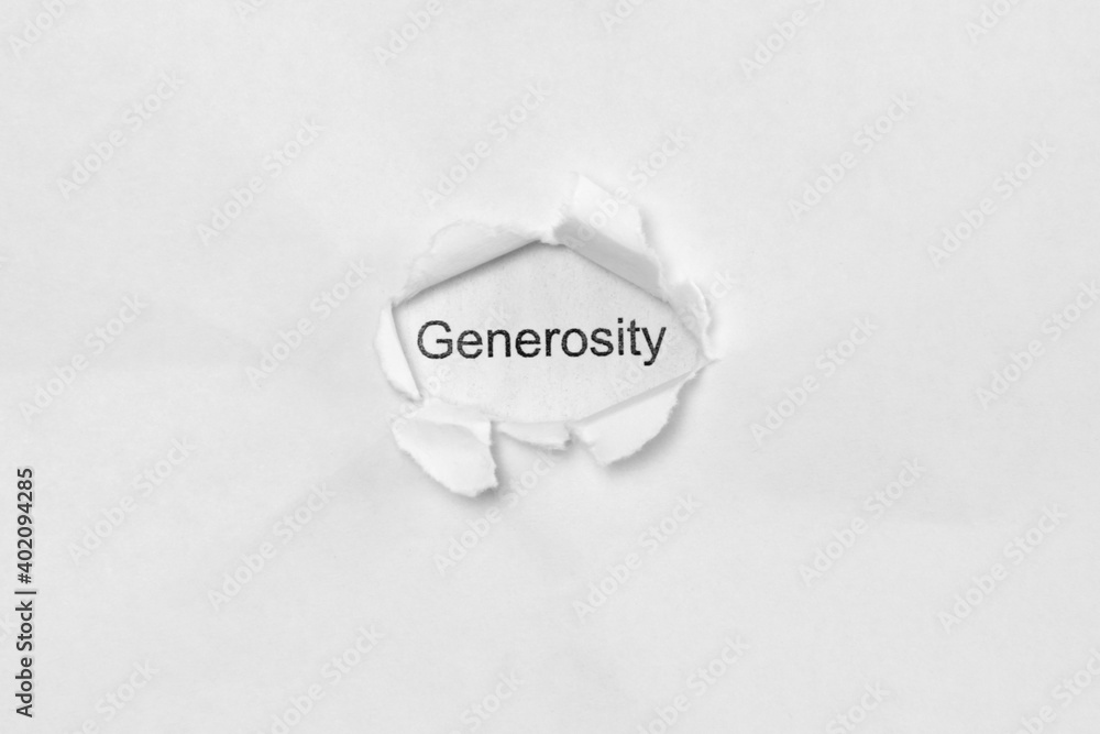 Word generosity on white isolated background, the inscription through ...