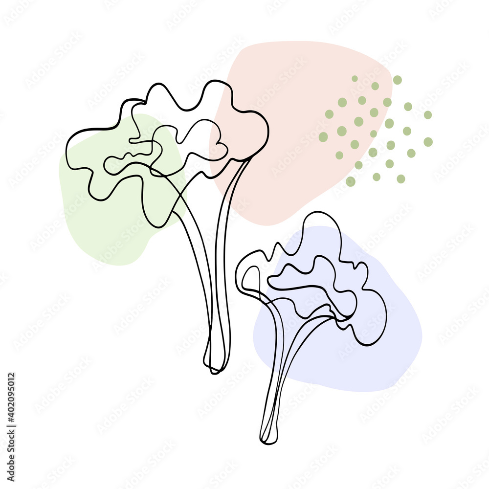 Abstract mushrooms in hand drawn style. Line art. The Continuous Line ...