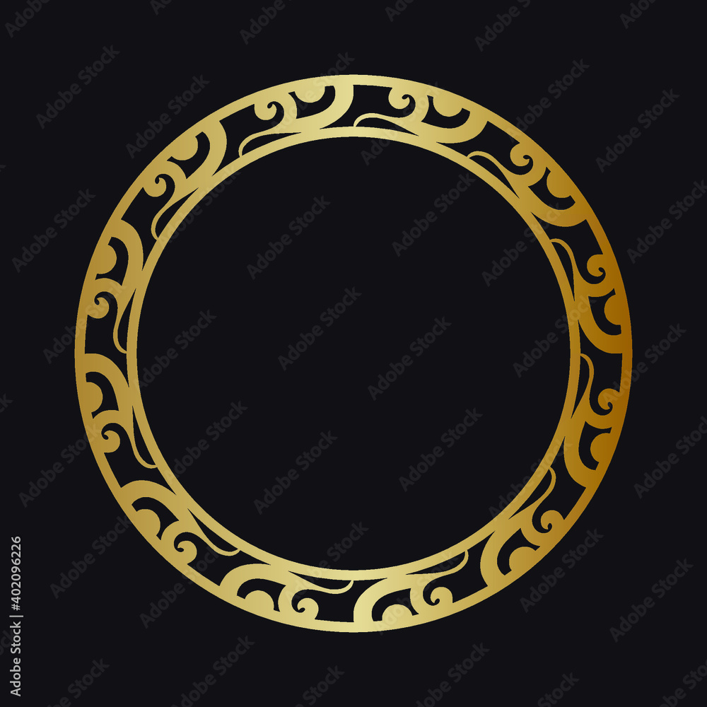 Beautiful round vector gold frame on black background Stock Vector ...
