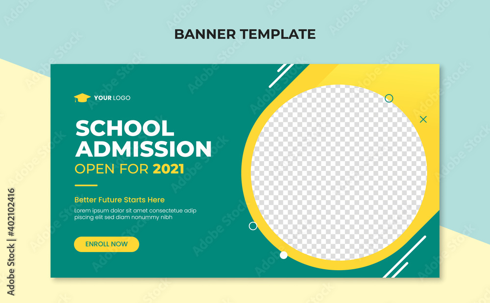 School admission banner template for elementary school, preschool, and ...