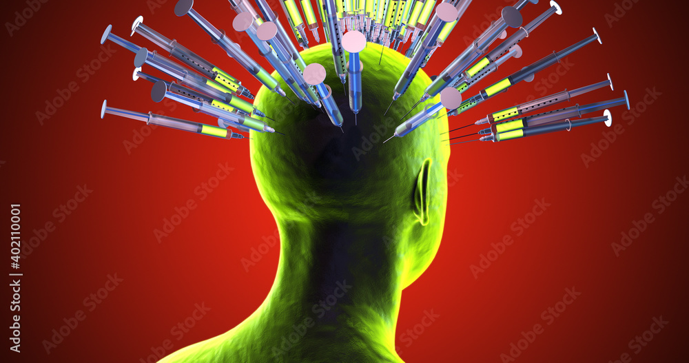Adult Male Infected By Virus And Transforming To A Zombie. Patient ...
