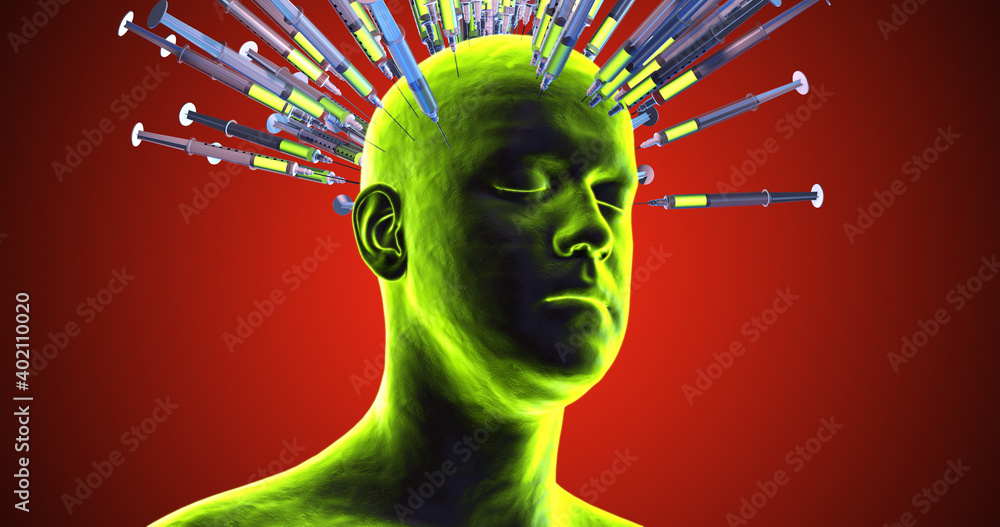 Adult Male Infected By Virus And Transforming To A Zombie. Patient ...