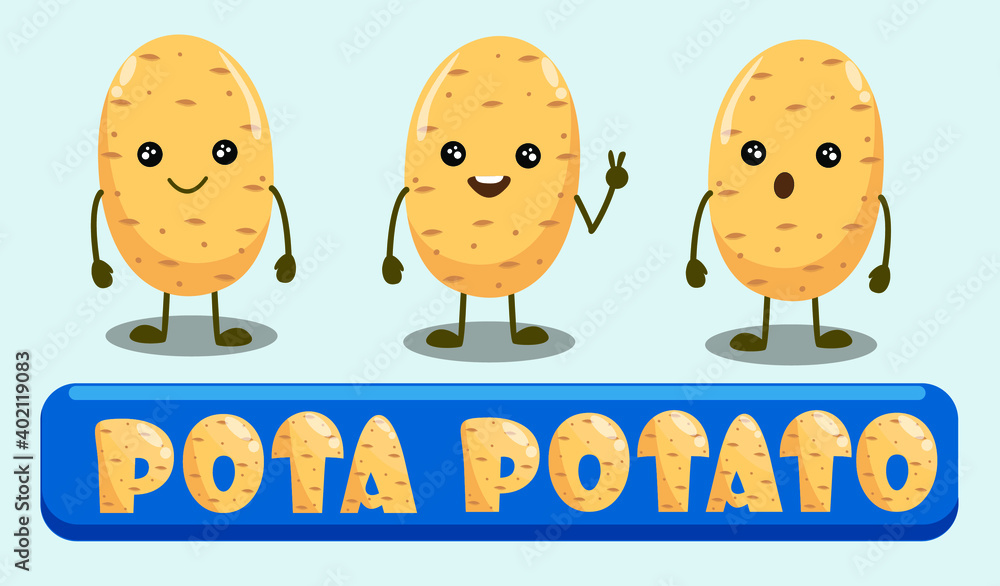 vector illustration of cute and kawaii potato characters. happy and ...