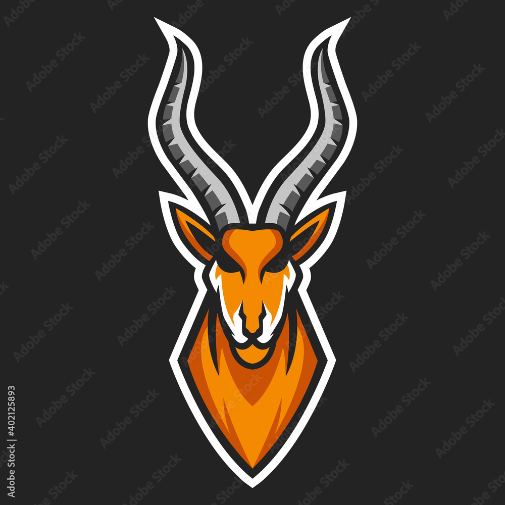 African antelope impala mascot logo design. Antelope head sport logo ...