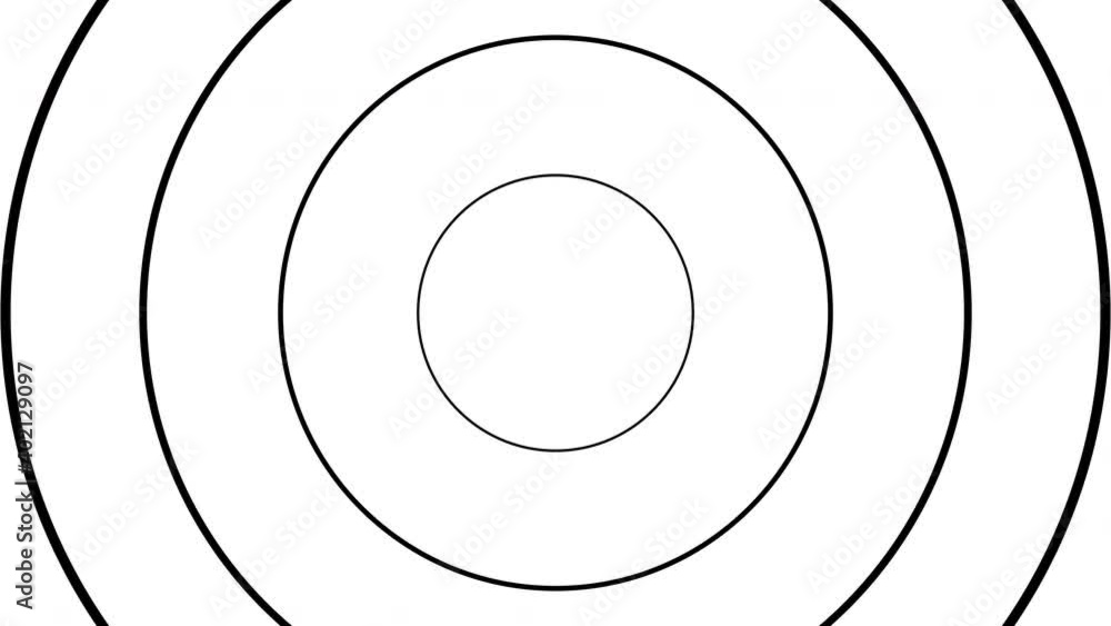Thin line black zooming circles on a white background. Simple geometric ...