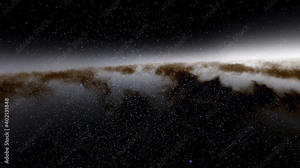 Stars in sky, starry night starlight shine of milky way, space cosmic ...