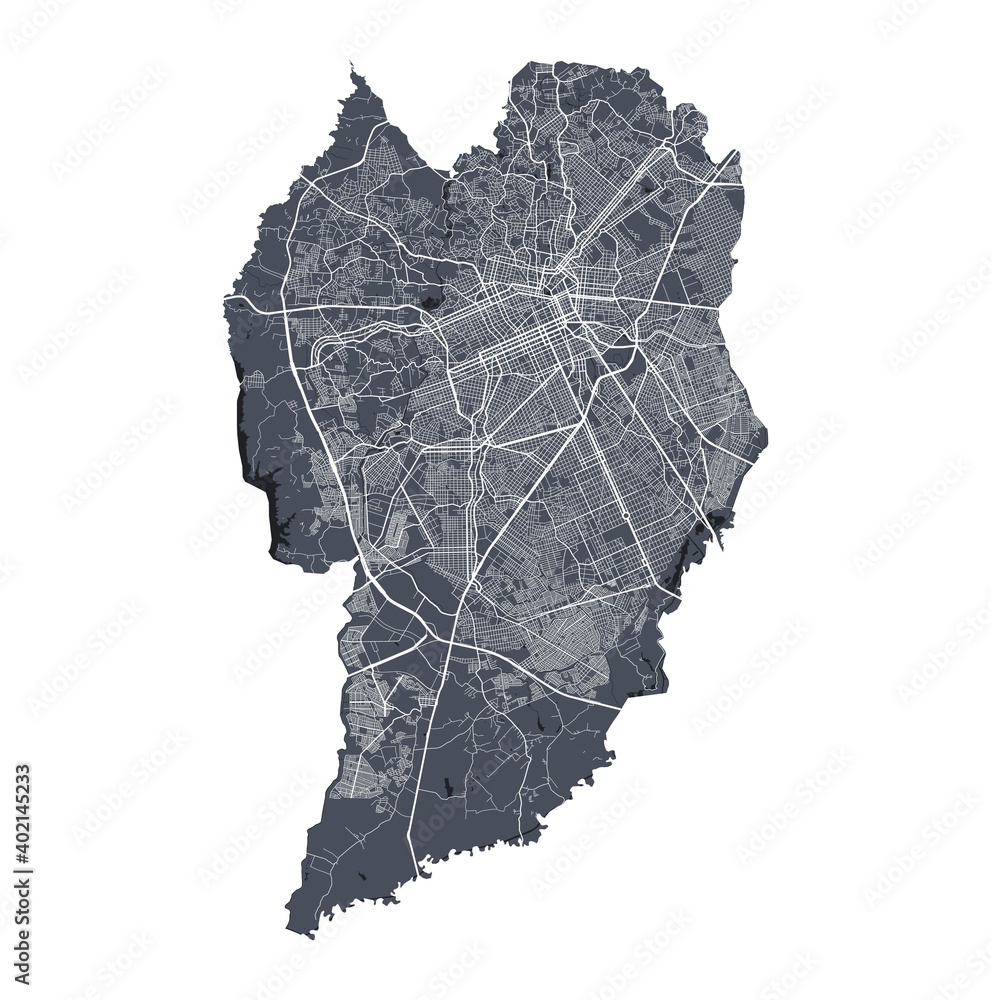 Curitiba map. Detailed map of Curitiba city poster with streets ...