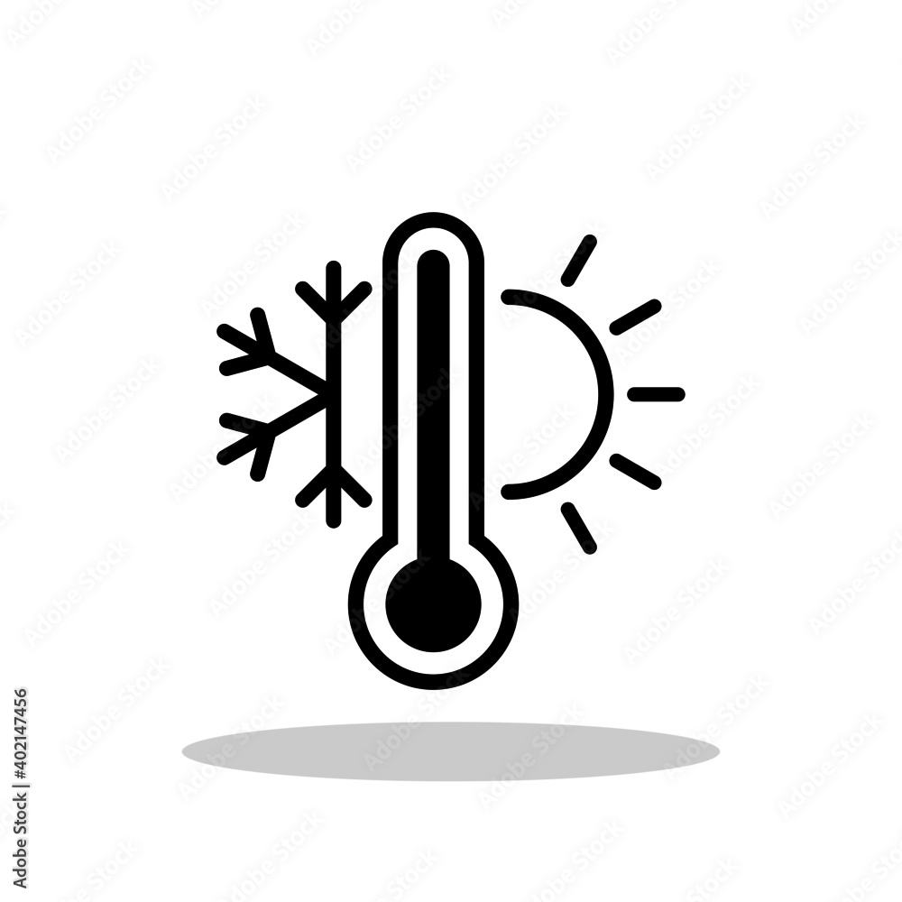 Weather temperature icon in flat style. Hot or cold weather symbol for ...