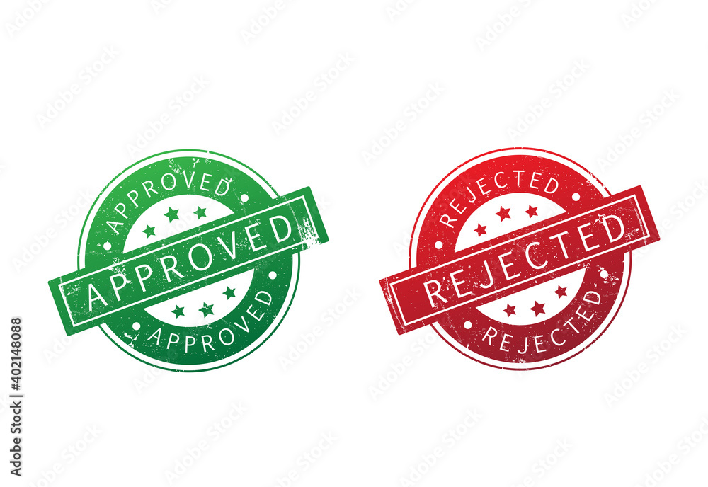 Approved and rejected stamp isolated on white background. Trendy ...