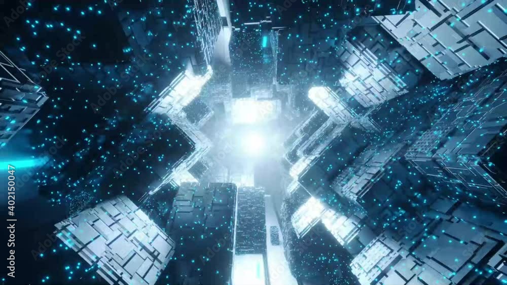 Dynamic sci-fi seamless animation. Loopy animation of shining high-tech ...