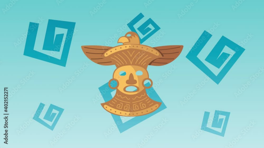 culture aztec dragon head and graphics animation Stock Video | Adobe Stock