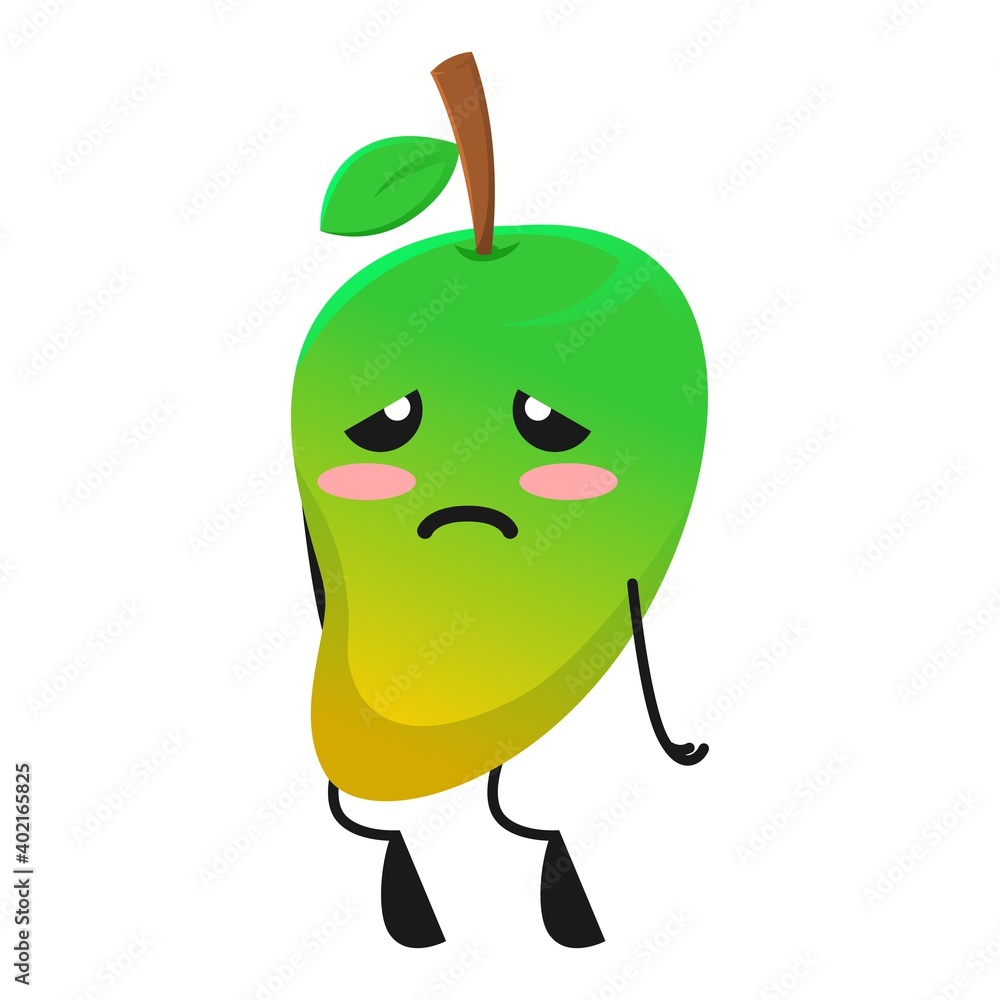 vector illustration of cute mango fruit expression or character tired ...