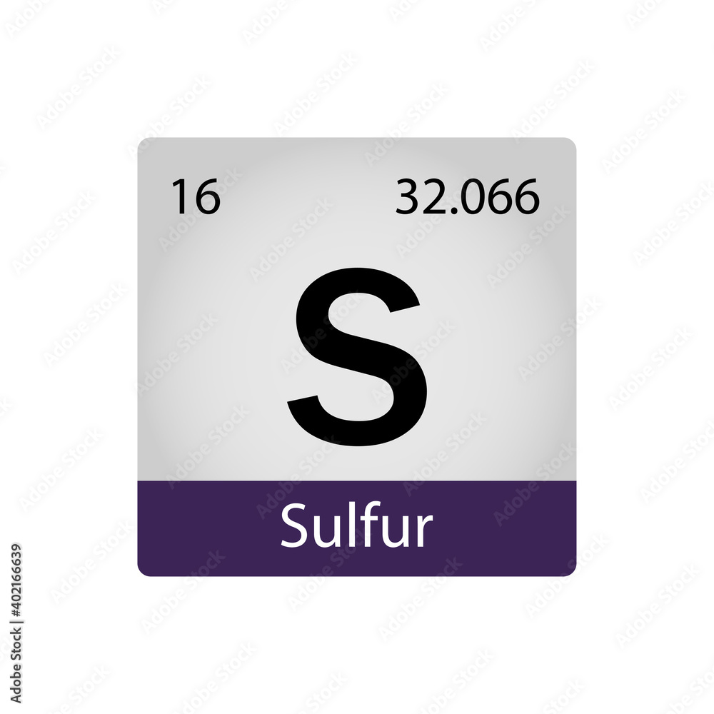 Sulfur element periodic table. Chemistry concept. Vector illustration ...