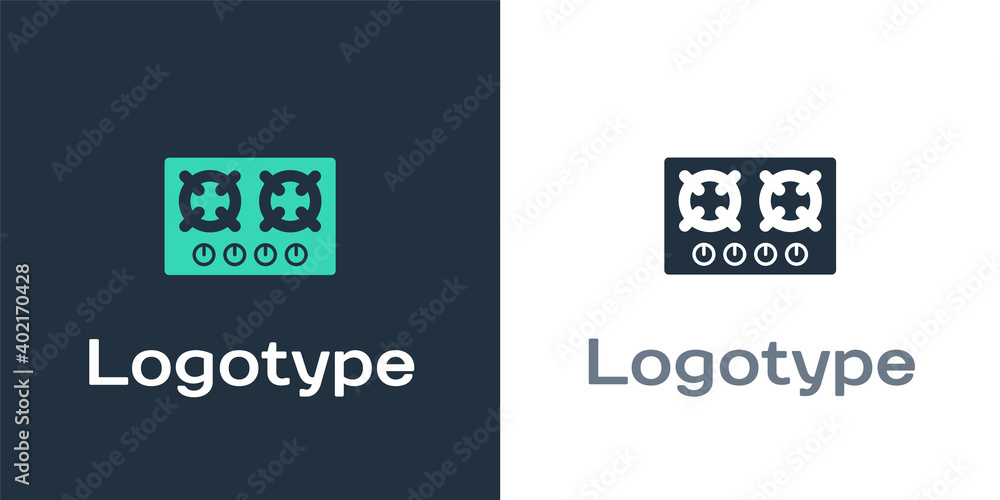 Logotype Gas stove icon isolated on white background. Cooktop sign. Hob ...