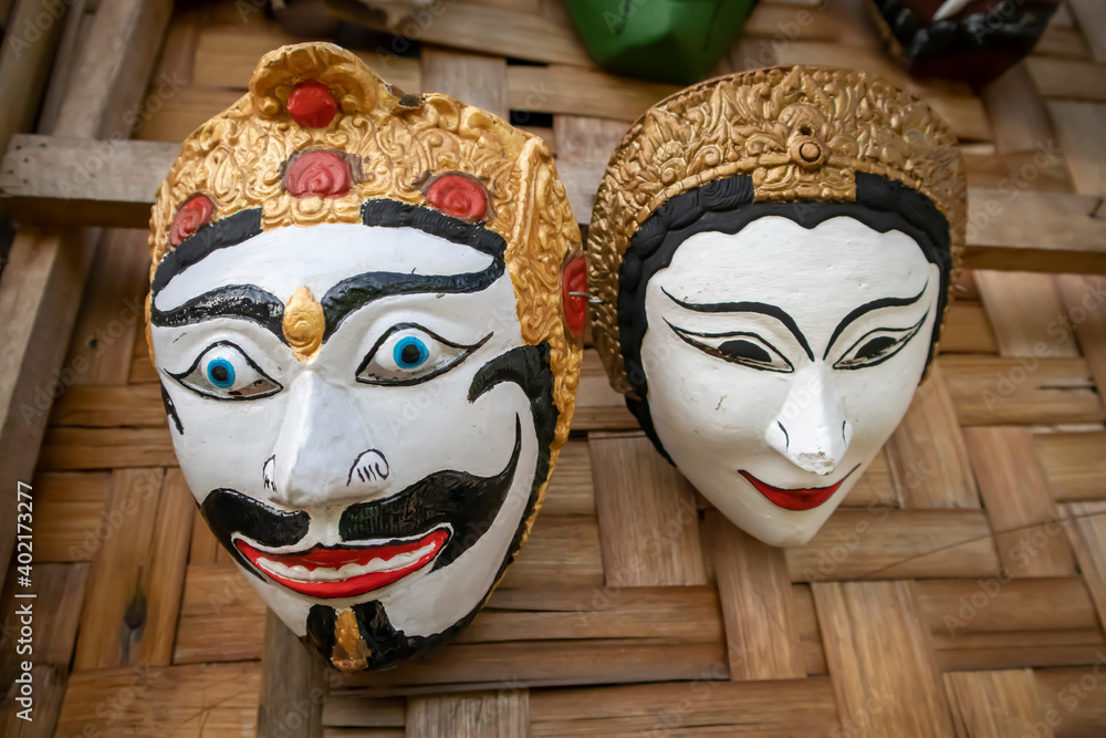 Malang, Indonesia (12-25-2020) - male and female malangan masks Stock ...