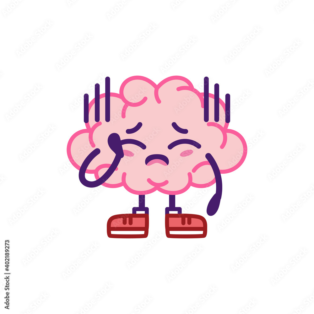 Isolated sad brain cartoon. Sad face - Vector illustration Stock Vector ...