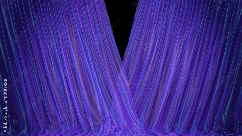 Realistic 1080p 3D animation of the purple transparent window curtains ...