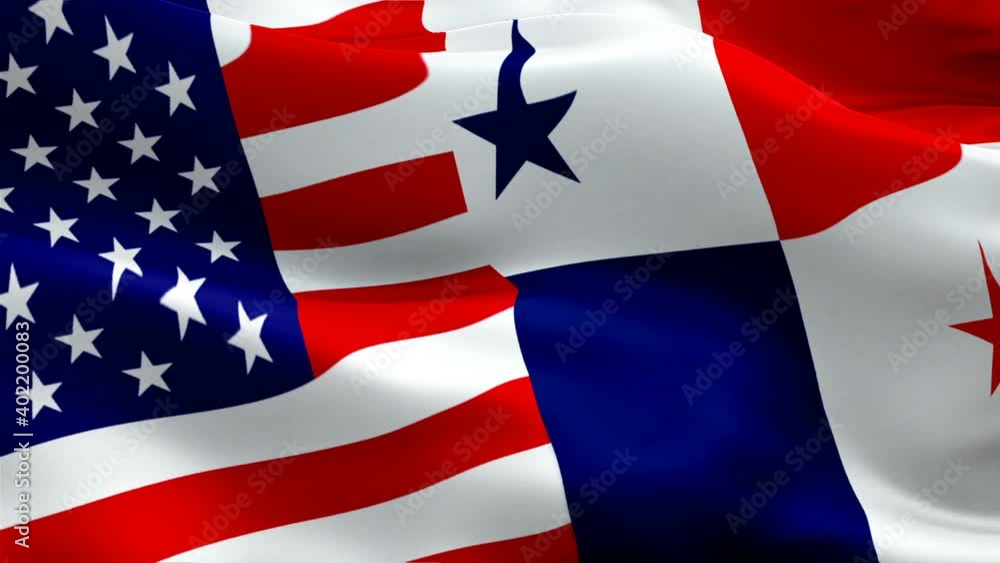 Vidéo Stock American and Panamanian flag waving video in wind footage ...