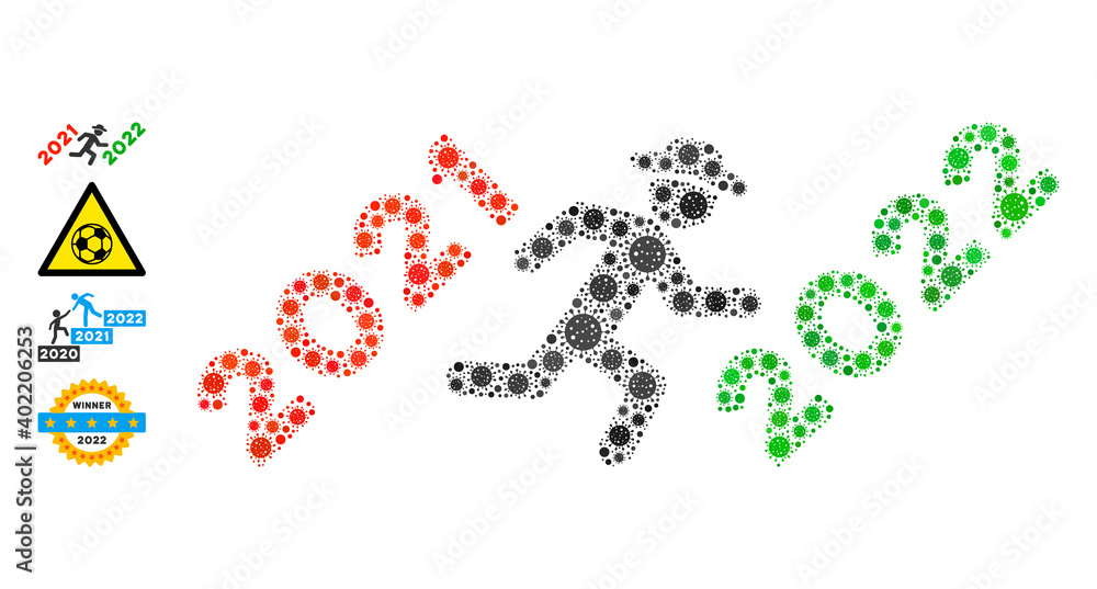 Gentleman run to 2022 bacteria mosaic icon. Gentleman run to 2022 ...