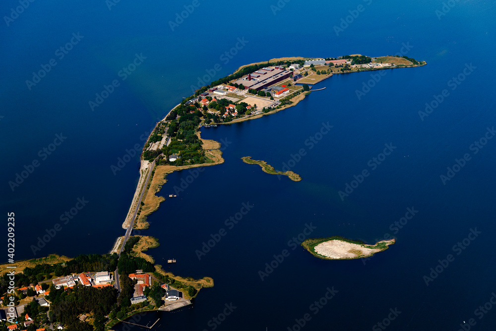 Insel Riems, Mecklenburg-Vorpommern, Deutschland, Luftbild aus Flugzeug ...