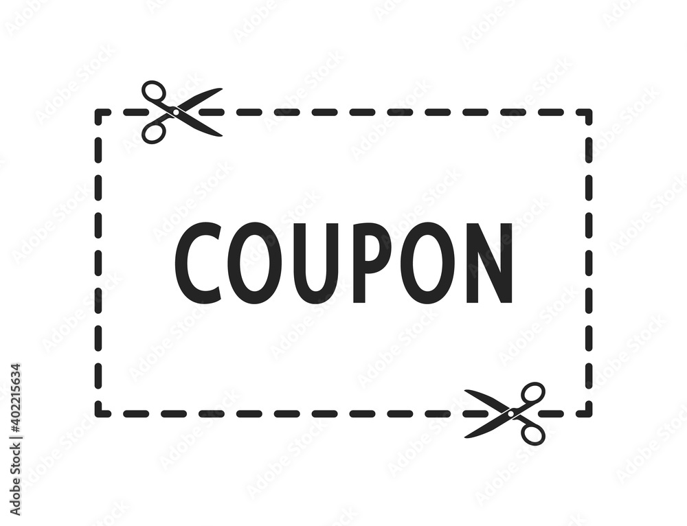 Discount coupon with cut lines for cutting scissors paper in flat style ...