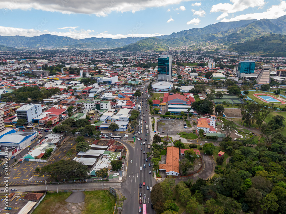 Beautiful aerial view of the city of San Jose Costa Rica and the ...