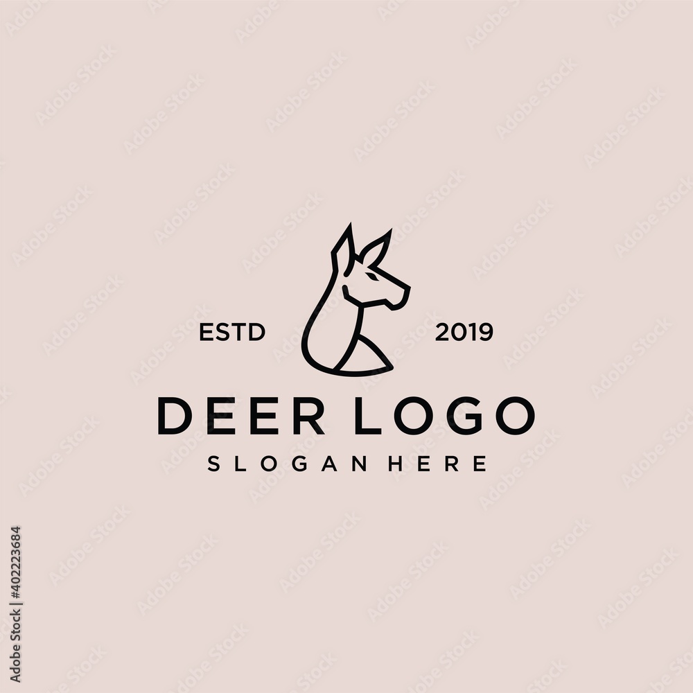 deer logo design inspiration. deer line template Stock Vector | Adobe Stock