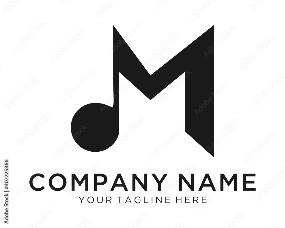 Music Note Letter M Icon Vector Logo Template Illustration Design. on a ...