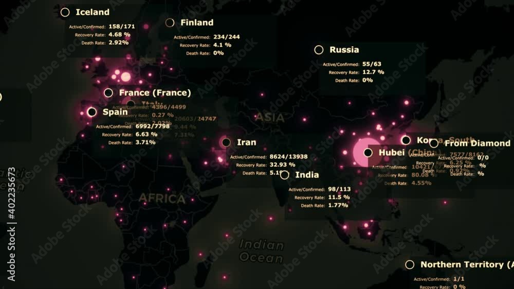 Pandemic global map of the coronavirus covid-19 spreading. Black ...