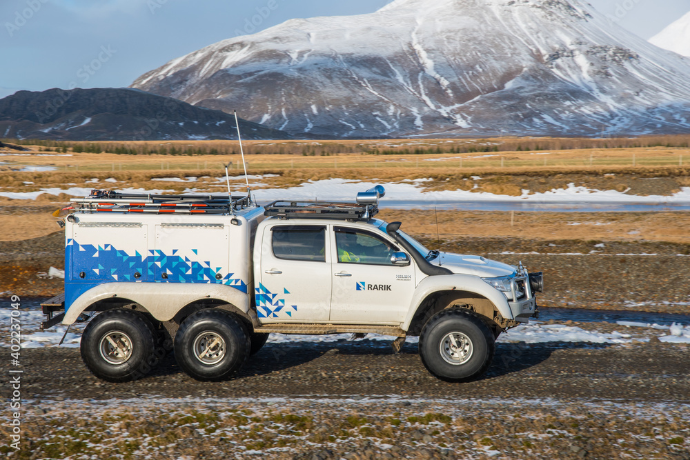 Heavily modified 6x6 Toyota Hilux pickup truck from Icelandic ...