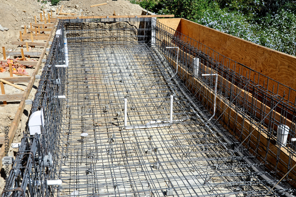 Rebar steel complete for new swimming pool Stock Photo | Adobe Stock