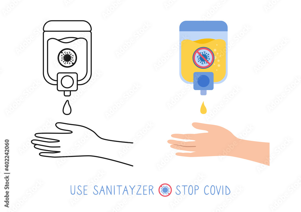 Use soap antibacterial, antiviral sanitizer wall, preventive cartoon ...