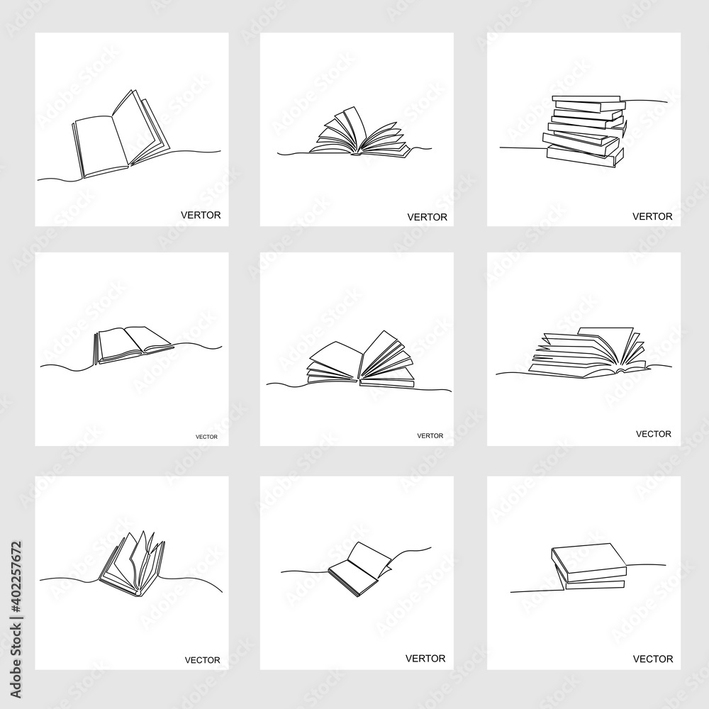 Vector Design Continuous One Line Drawing Open Book With Flying Pages vector-design-continuous-one-line-drawing-open-book-with-flying-pages