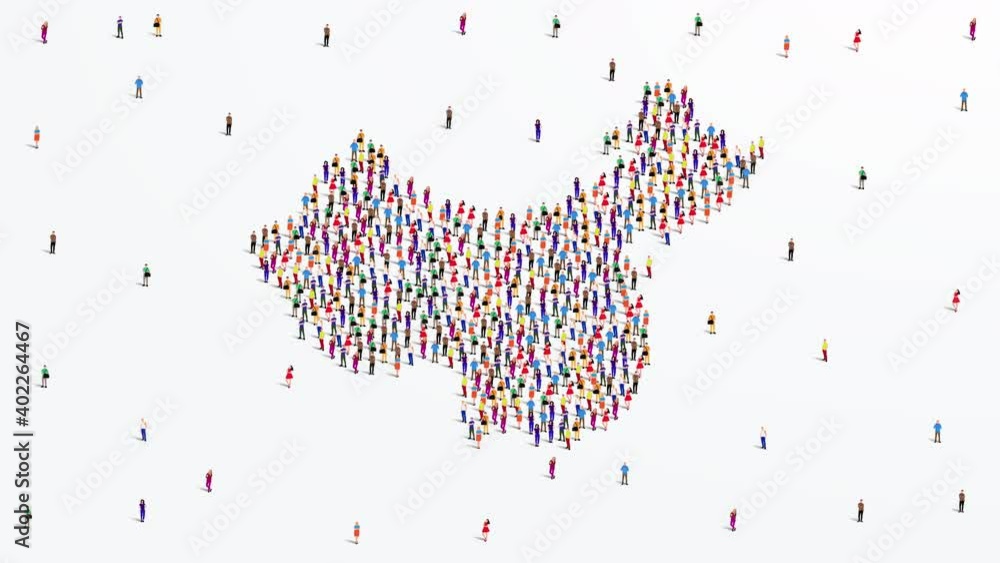 China Map. Large group of people form to create a shape of China Map ...