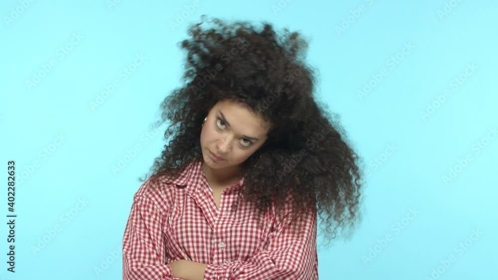 No, not again. Slow motion of annoyed and bored young woman tired of ...