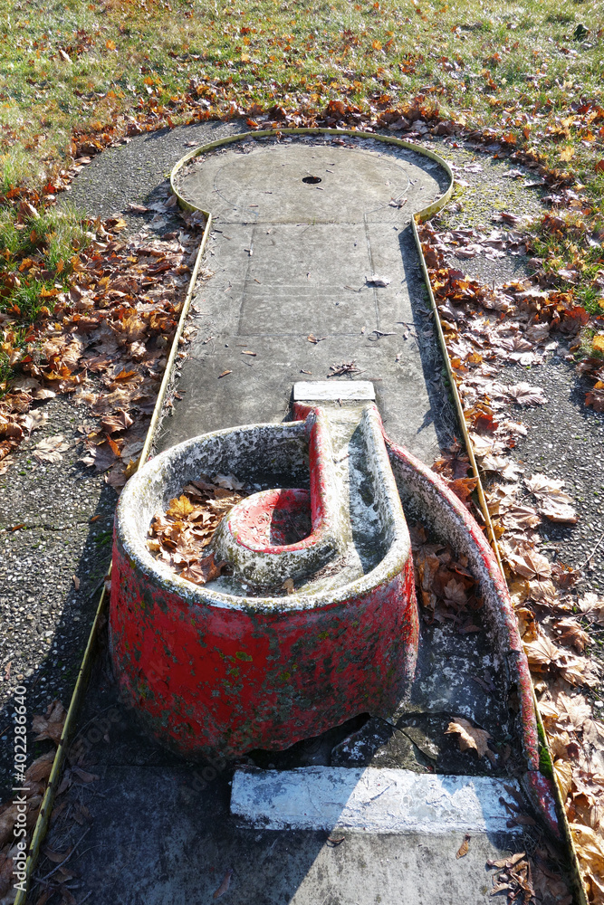Old abandoned mini golf in the park Stock Photo | Adobe Stock
